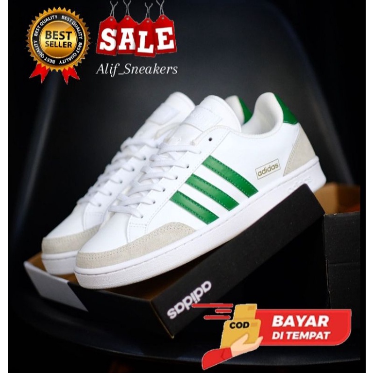 Jual SEPATU PRIA ADs GRAND COURT SE WHITE GREEN ORIGINAL | Shopee Indonesia