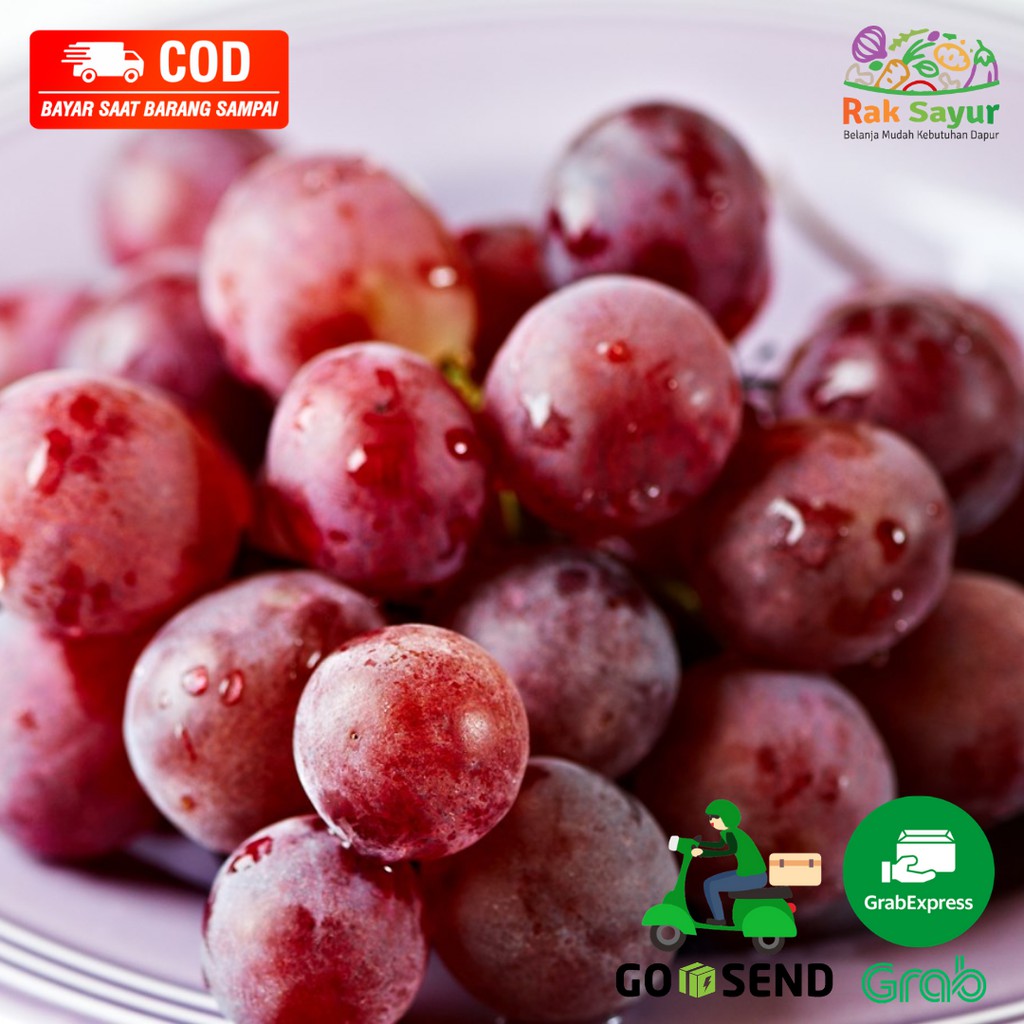 Jual Buah Segar Anggur Merah Import Premium 250gr Murah Rak Sayur ...