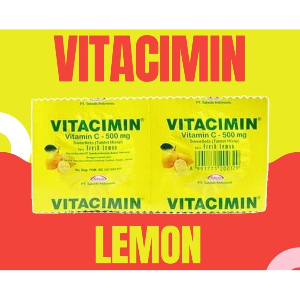 Jual VITACIMIN Vitamin C 500 MG Lemon Tablet Hisap Strip @2 Tab ...
