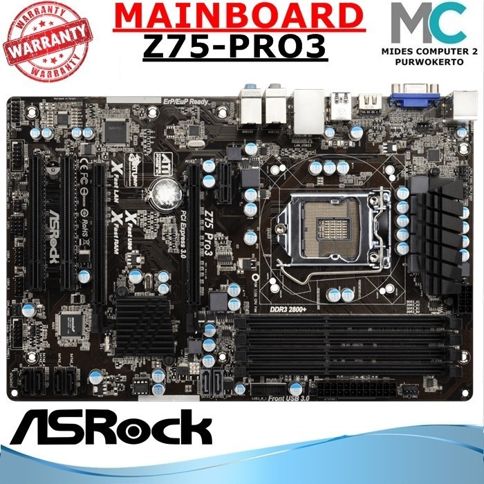 Jual Mainboard Z75 Intel LGA 1155 Asrock Atx Onboard 4 Slot Ram ...
