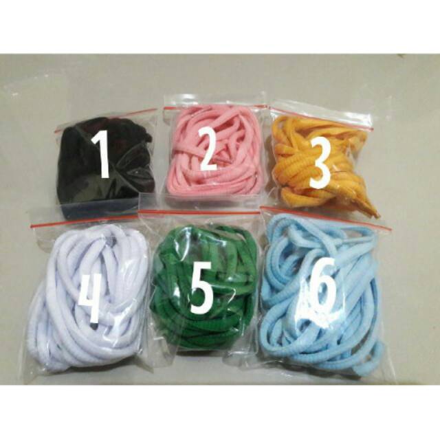 Jual Tali Sepatu Bulat Tebal Hitam Pink Putih Kuning Putih Hijau Biru ...