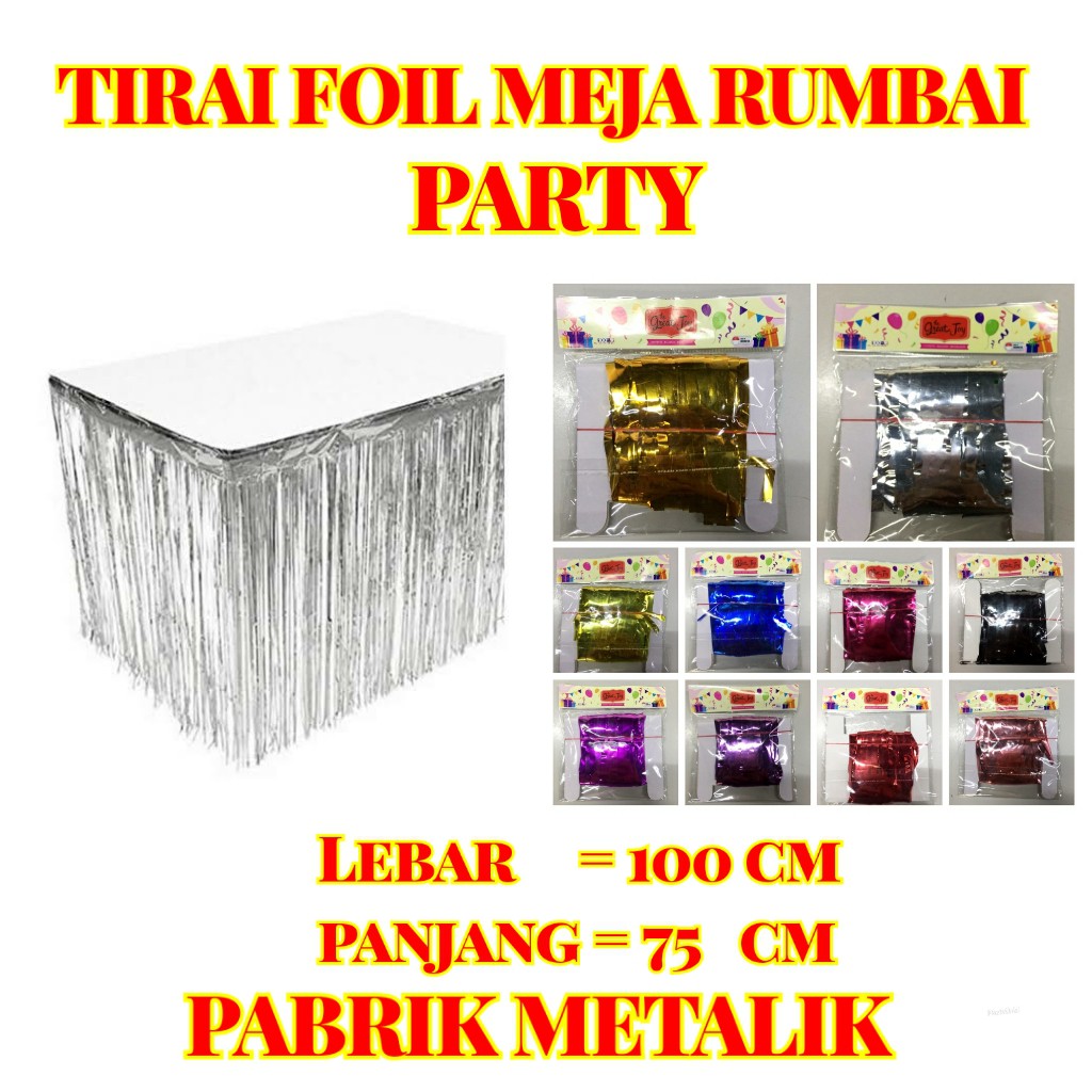 Jual Tirai Foil Meja Rumbai Foil /Tirai Party Meja /Dekorasi Meja ...