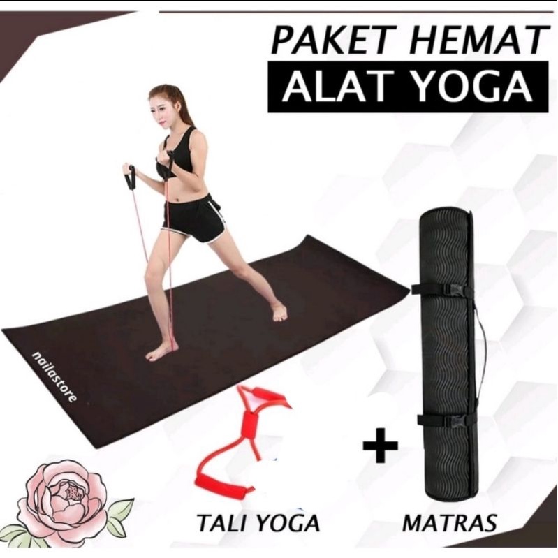 Jual PAKET HEMAT OLAHRAGA workout/ yoga dapat matras olahraga dan tali ...
