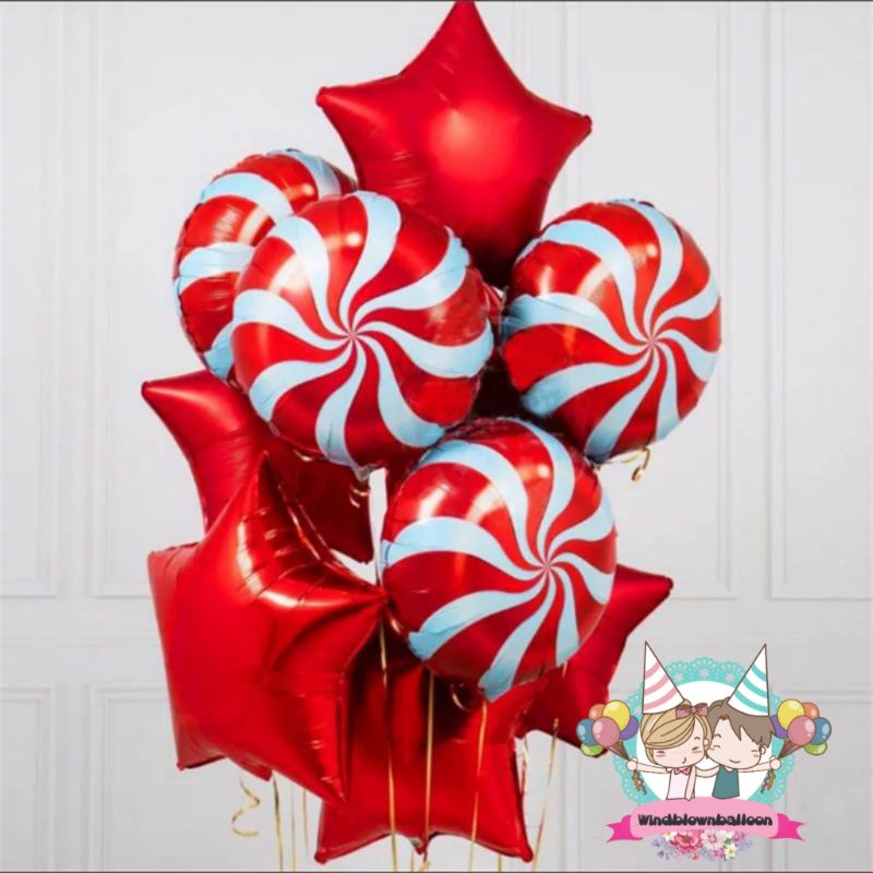 Jual WINDBLOWN BALON BUKET FOIL CANDY CHRISTMAS NEW YEAR DECORATION RED ...