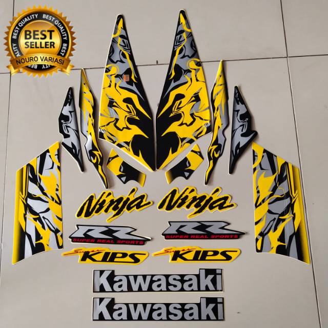 Jual striping kawasaki ninja rr list body standar 2013 kuning hitam ...