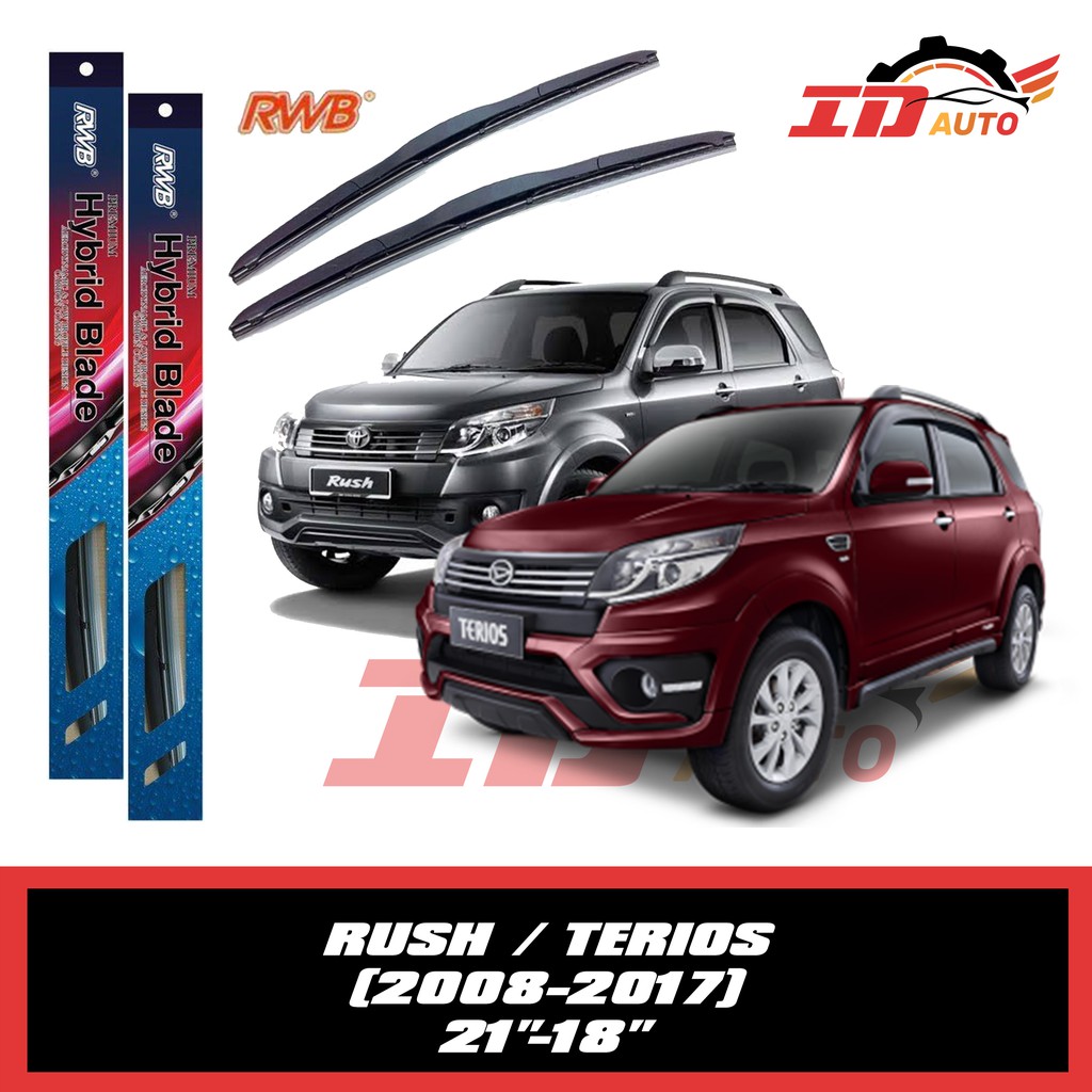 Jual WIPER TERIOS / RUSH SET 2008-2017 UKURAN 21 DAN 18 MERK RWB ...
