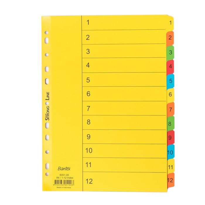 Jual Pembatas File A4 12 Lembar 1-12 Divider Bantex 6051 Devider ...