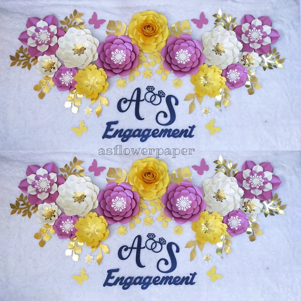 Jual Paper Flower Engagement set lengkap paper flower lamaran wedding ...