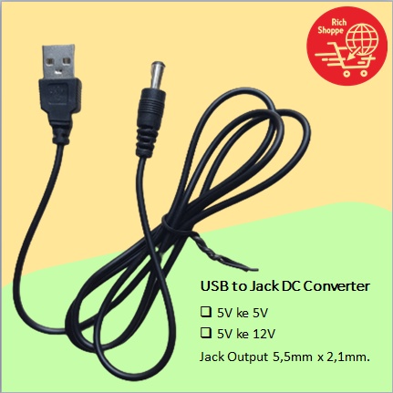 Jual Cable Converter USB to Jack DC Step Up Power Supply 12V Kabel ...