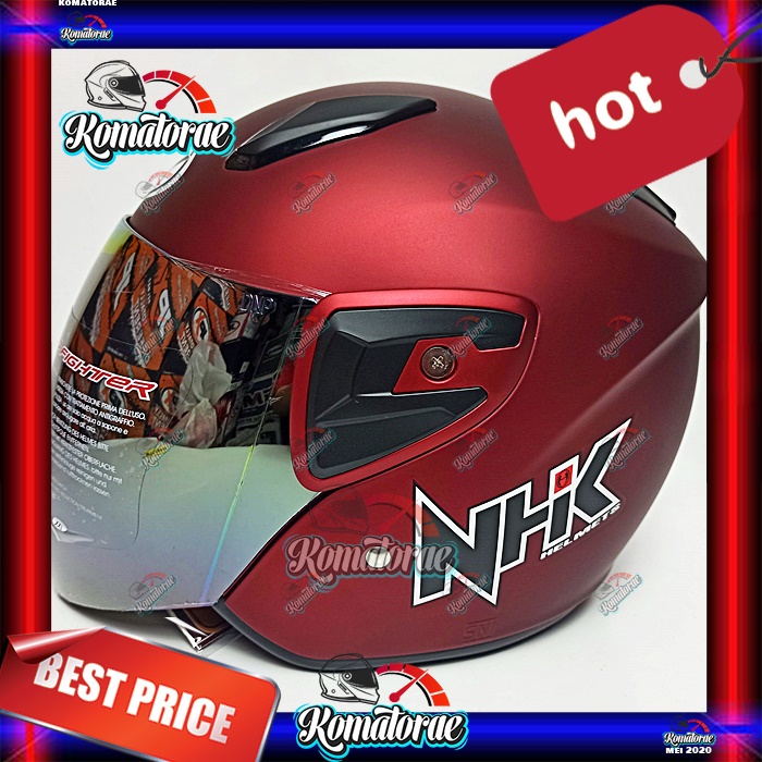 Jual HELM NHK R7 SOLID RED MAROON DOFF HALF FACE | Shopee Indonesia