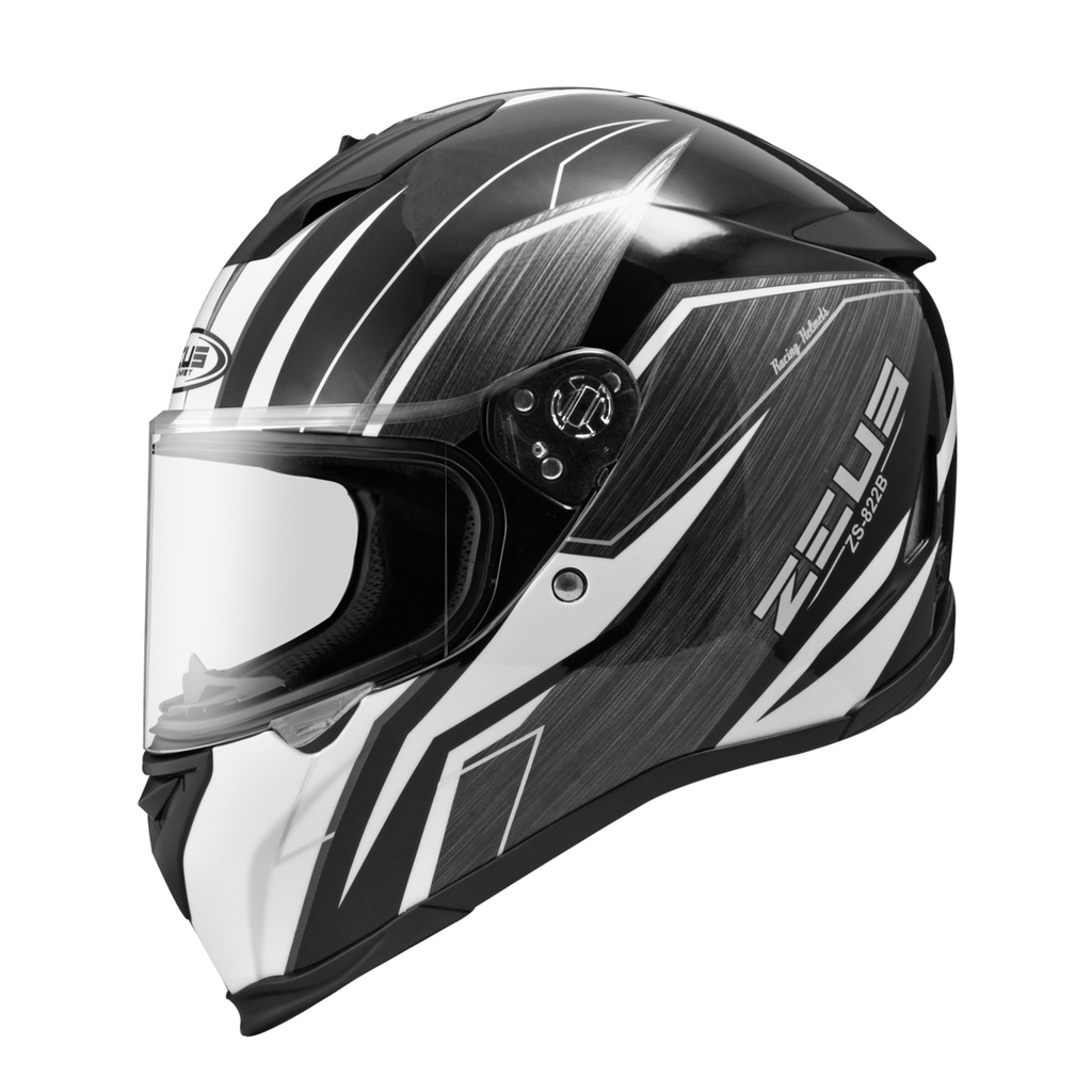 Jual ZEUS ZS 822B BLK AO21 WHI GLOSSY FULL FACE SINGLE FLAT VISOR FREE ...