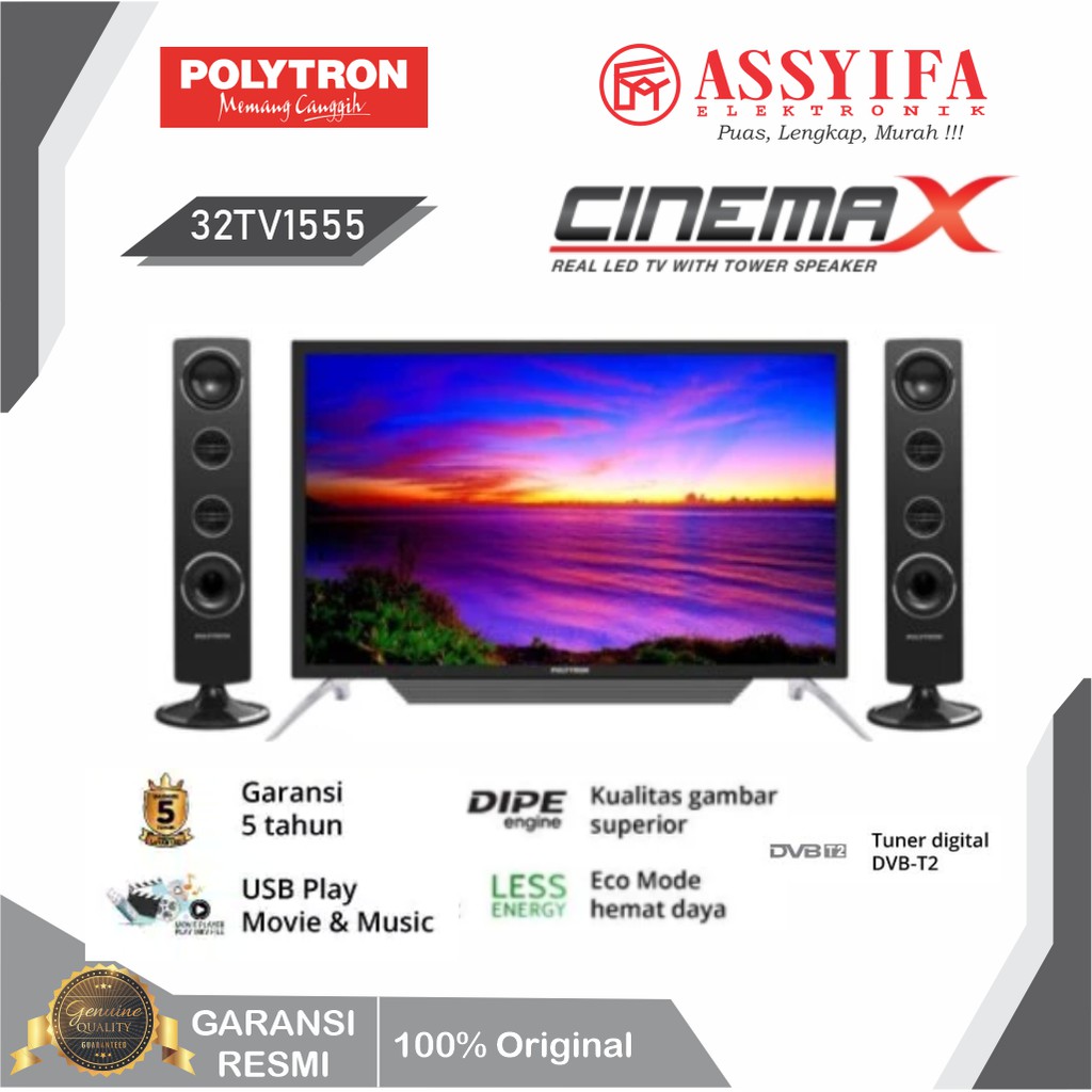 Jual LED TV POLYTRON 32 INCH TOWER SPEAKER 32TV1555 | 32TV0755 + SPEAKER TOWER DIGITAL TV ...