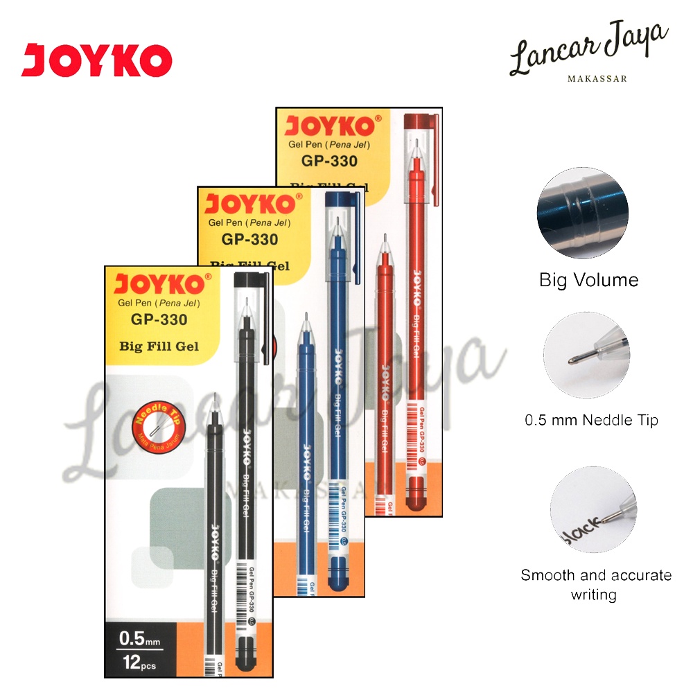 Jual [1 LSN / 12 Pcs] Gel Pen Pulpen Pena Joyko GP-330 Big Fill Gel 0.5 mm | Shopee Indonesia
