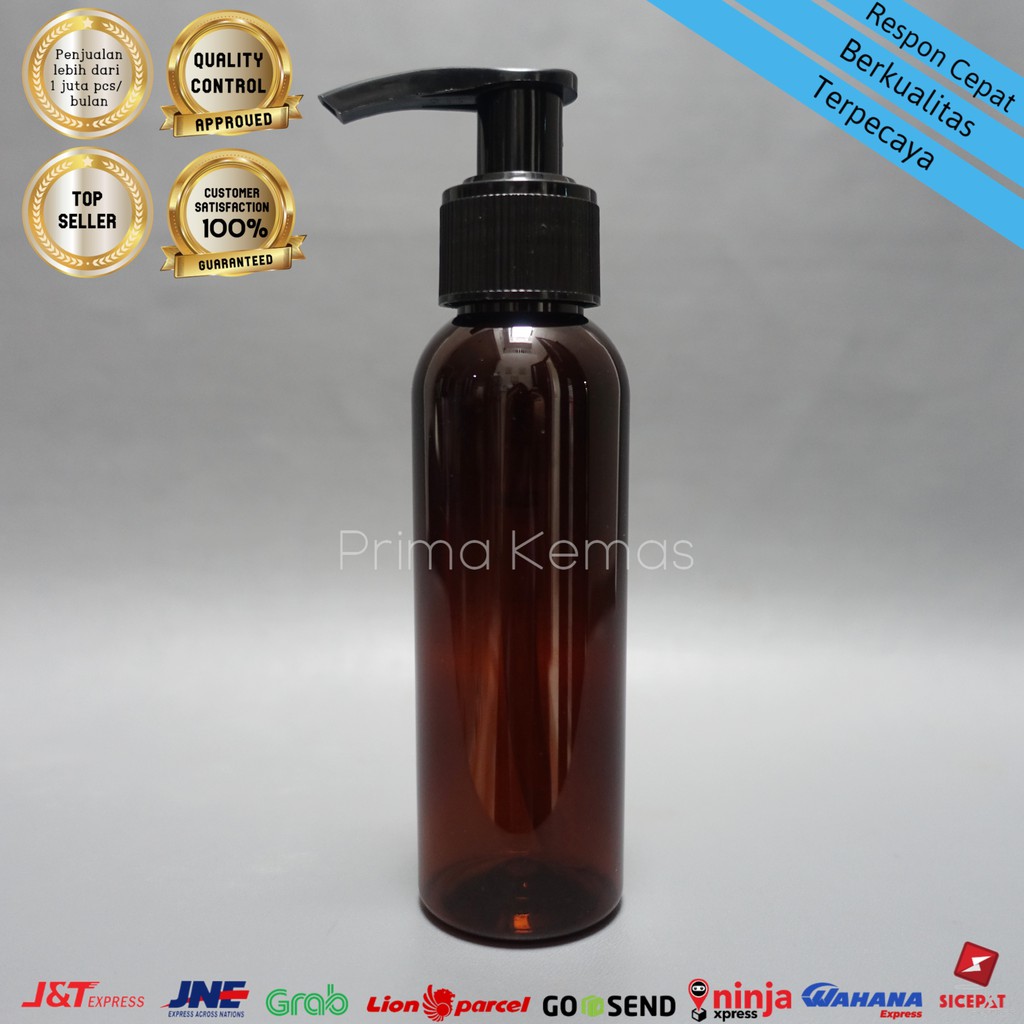 Jual Botol Pump Lotion 100 ml - botol kosmetik - botol skincare Pet 100 ml Coklat Pump AG neck ...