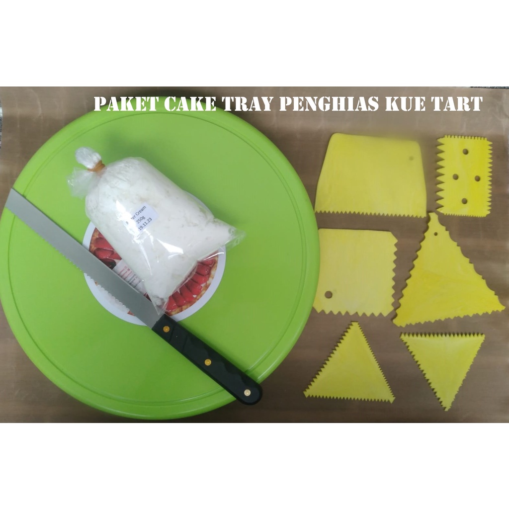 Jual PAKET Cake Tray Penghias Kue Tart (Cake tray, butter cream, pisau ...