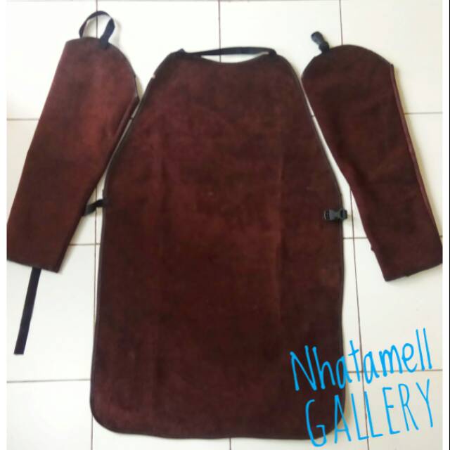 Jual SHp2 Pelindung dada lengan kulit safety welding / apok apron ...
