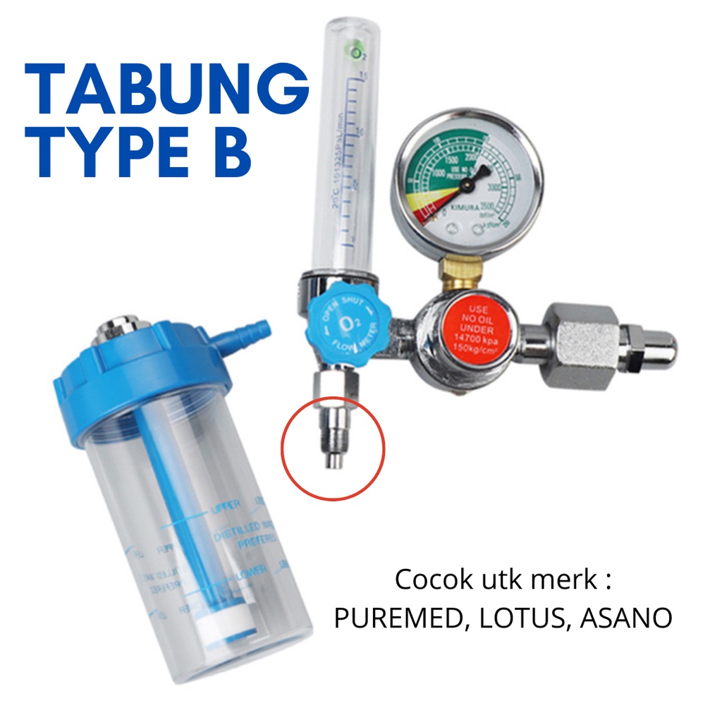 Jual Tabung regulator oksigen penyaring oksigen filter humadifier HANYA ...