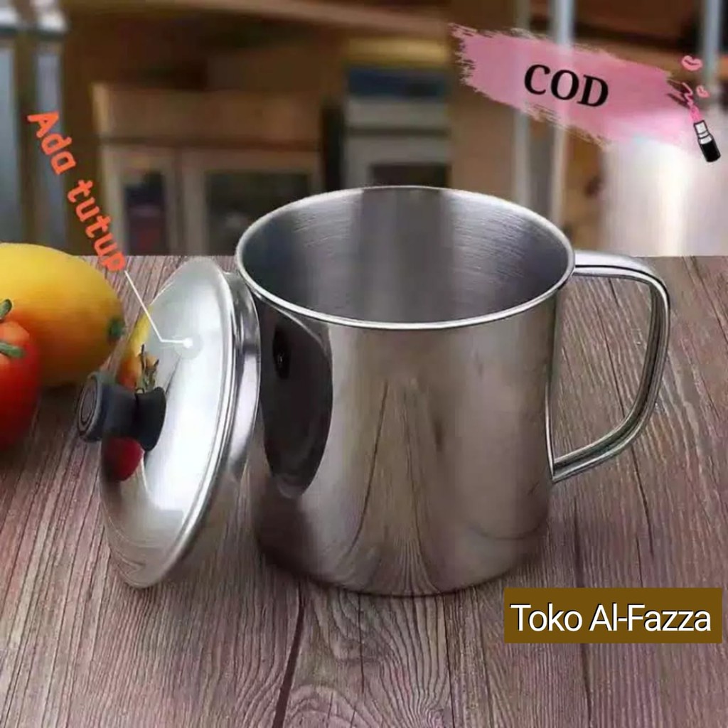 Jual MUG STAINLESS + TUTUP 10 CM | Shopee Indonesia