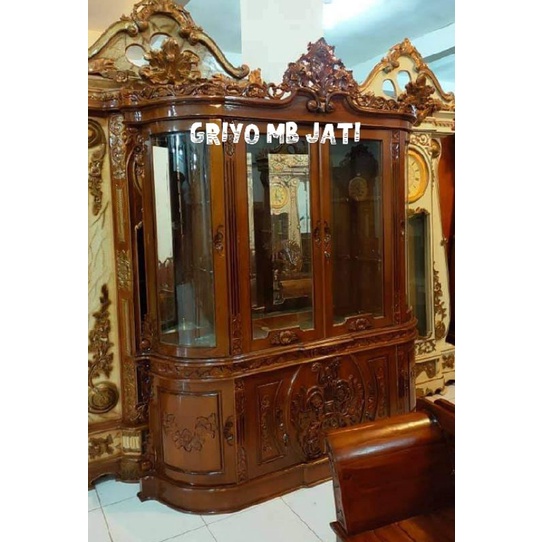 Jual bupet lemari hias ukiran lengkung kayu jati | Shopee Indonesia