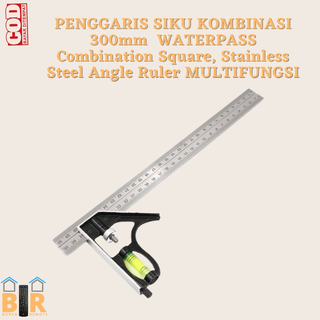 Jual PENGGARIS SIKU L KOMBINASI 300 mm WATERPASS Combination Square ...
