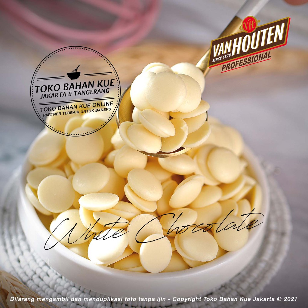 Jual Van Houten White 27,8% 100gr Chocolate Couverture Coin Cokelat Putih Susu Coklat Baking ...