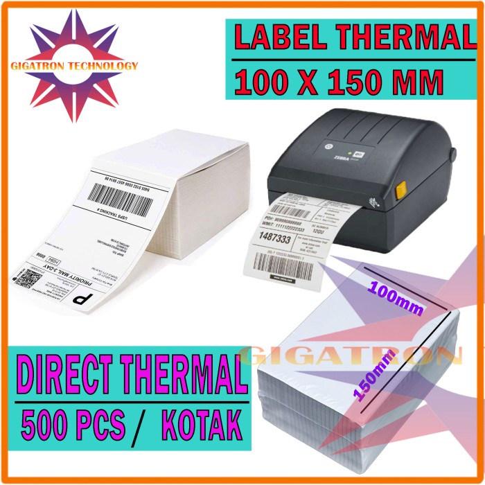 Jual Kertas Thermal 100x150 mm 500 Pcs Label Barcode Label Thermal 100x150 - FOLD Gbm | Shopee ...