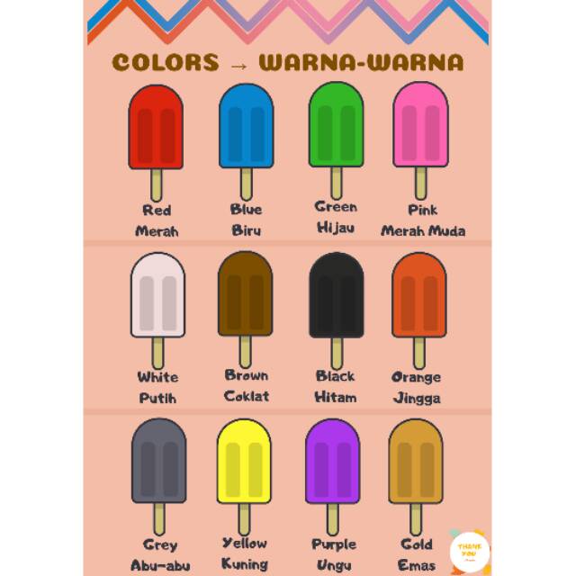 Jual Poster Edukasi Seri Nama Warna Bahasa Inggris | Shopee Indonesia