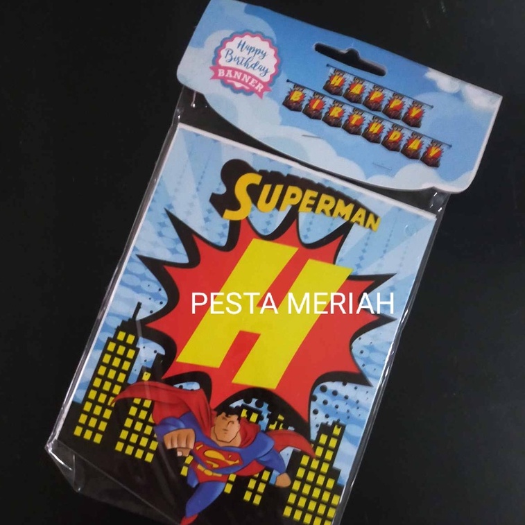 Jual BANNER SUPERMAN / BANNER HAPPY BIRTHDAY SUPERMAN / BANNER HBD ...