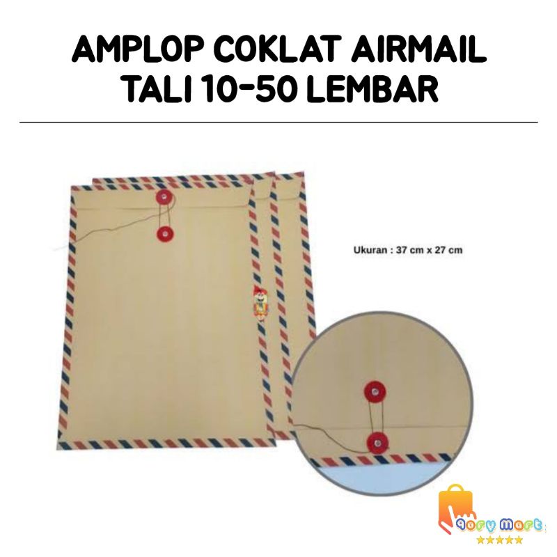 Jual AMPLOP COKLAT AIRMAIL SIZE F4 10-50 LEMBAR | Shopee Indonesia