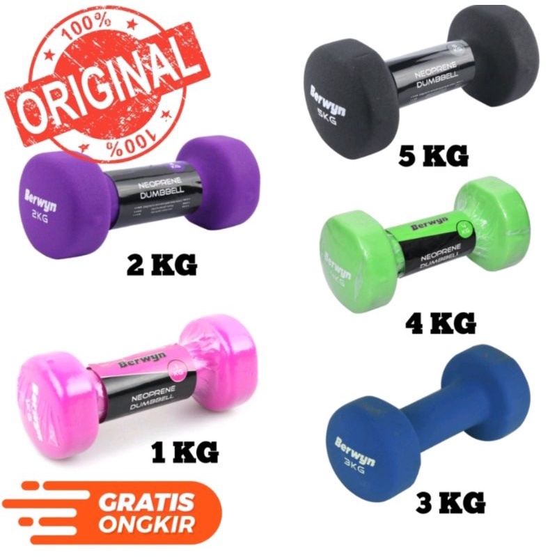 Jual ACE BARBEL DUMBBELL NEOPRENE 1 KG / 2 KG / 3 KG / 4 KG / 5 KG Berwyn Kinetic Dumbell ...