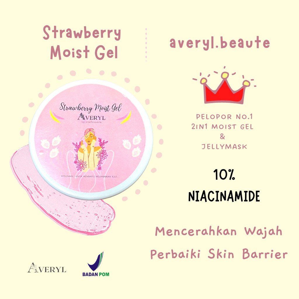 Jual AVERYL Strawberry Jellymask Moist Gel Niacinamide Collagen BPOM ...