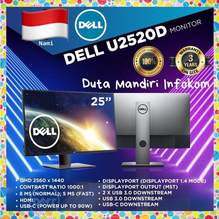 Jual Dell U2520D 25 inch - QHD IPS HDMI DP USB-C Pivot UltraSharp ...
