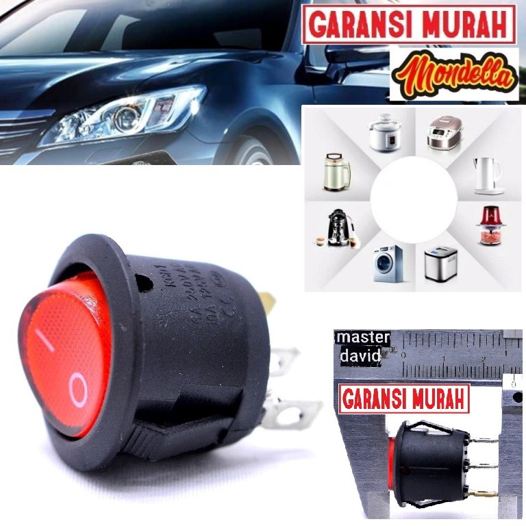 Jual Saklar On Off Bulat Nyala Lampu Indikator 3 Pin Switch Led Motor ...