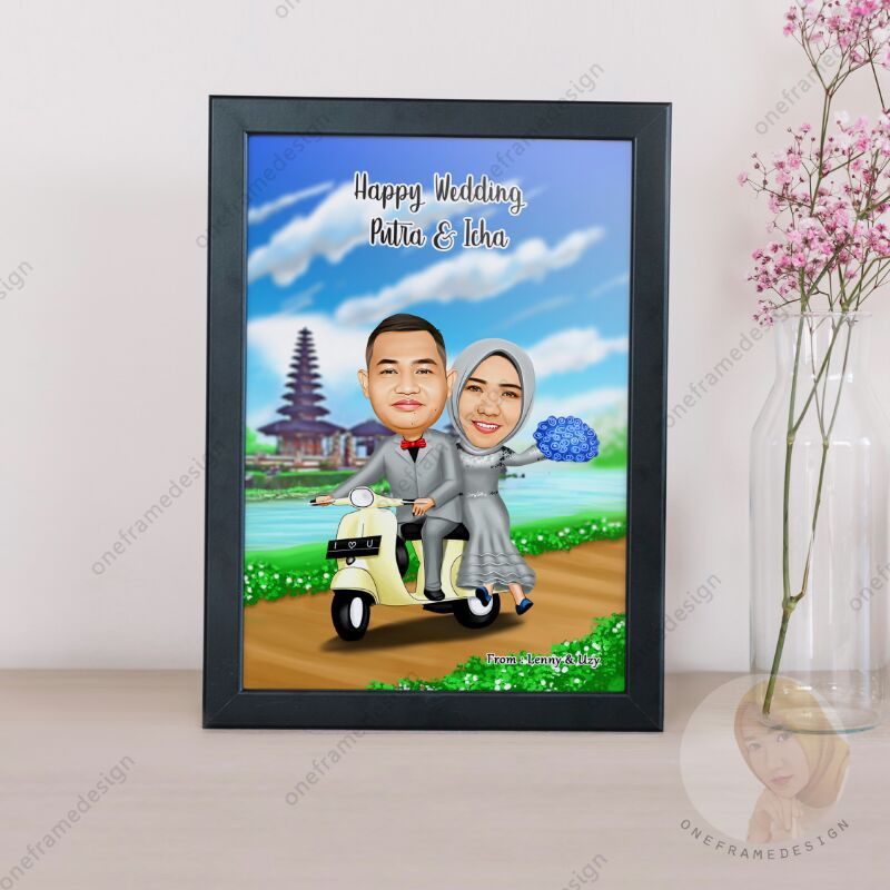 Jual Kado Wedding Pigora 10RS A4 Karikatur Pernikahan Nikah Gift ...