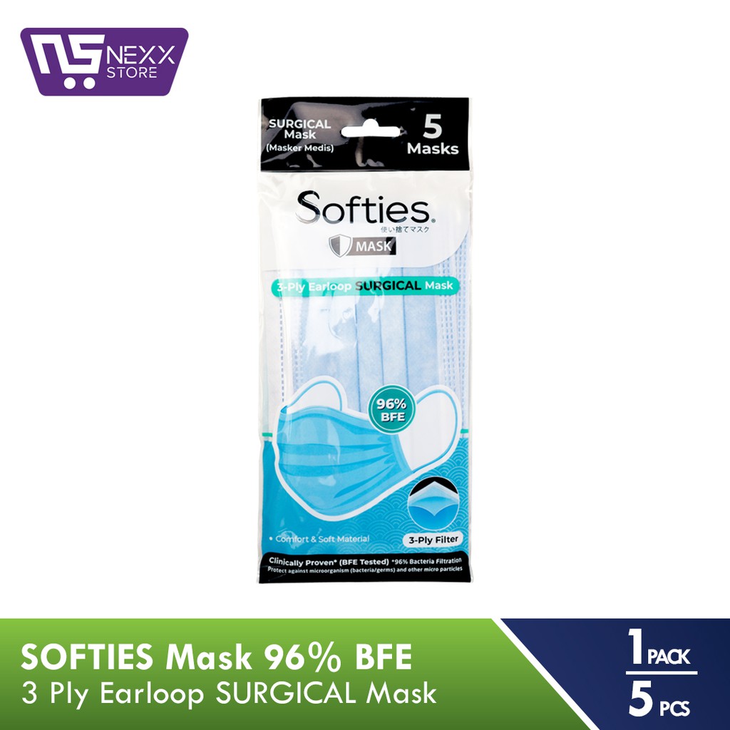 Jual SOFTIES Surgical Masks / 5 pcs ( Masker Medis ) - Softpack ...