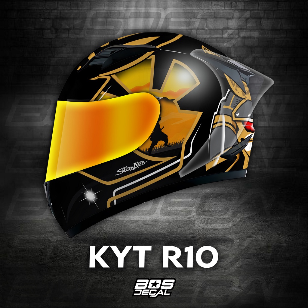 Jual Decal Sticker Helm KYT R10 Motif samurai pedrosa gold Decal helm ...