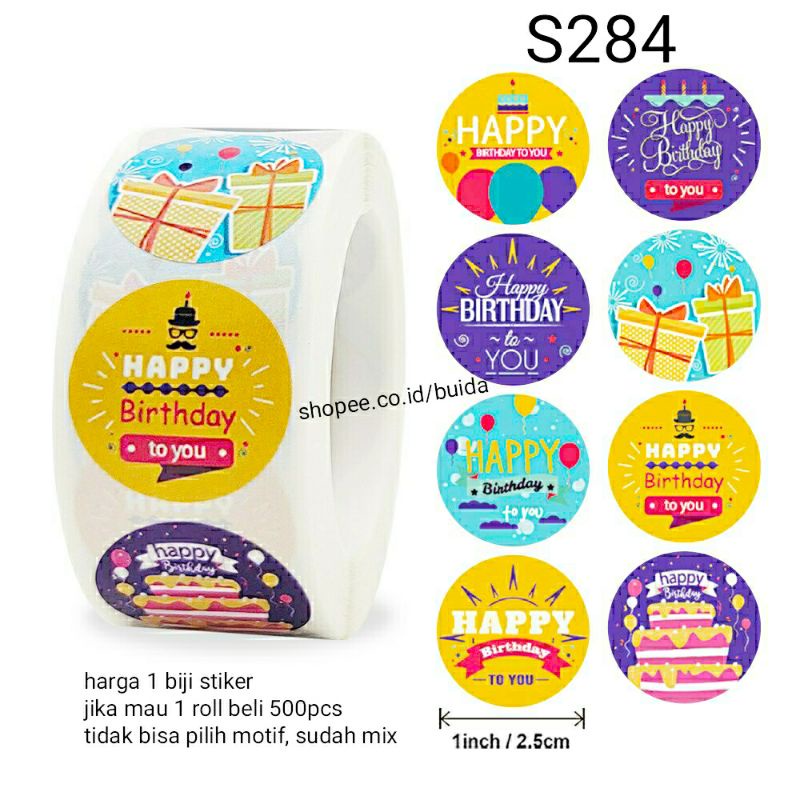 Jual stiker sticker label happy birthday to you selamat ulang tahun ...