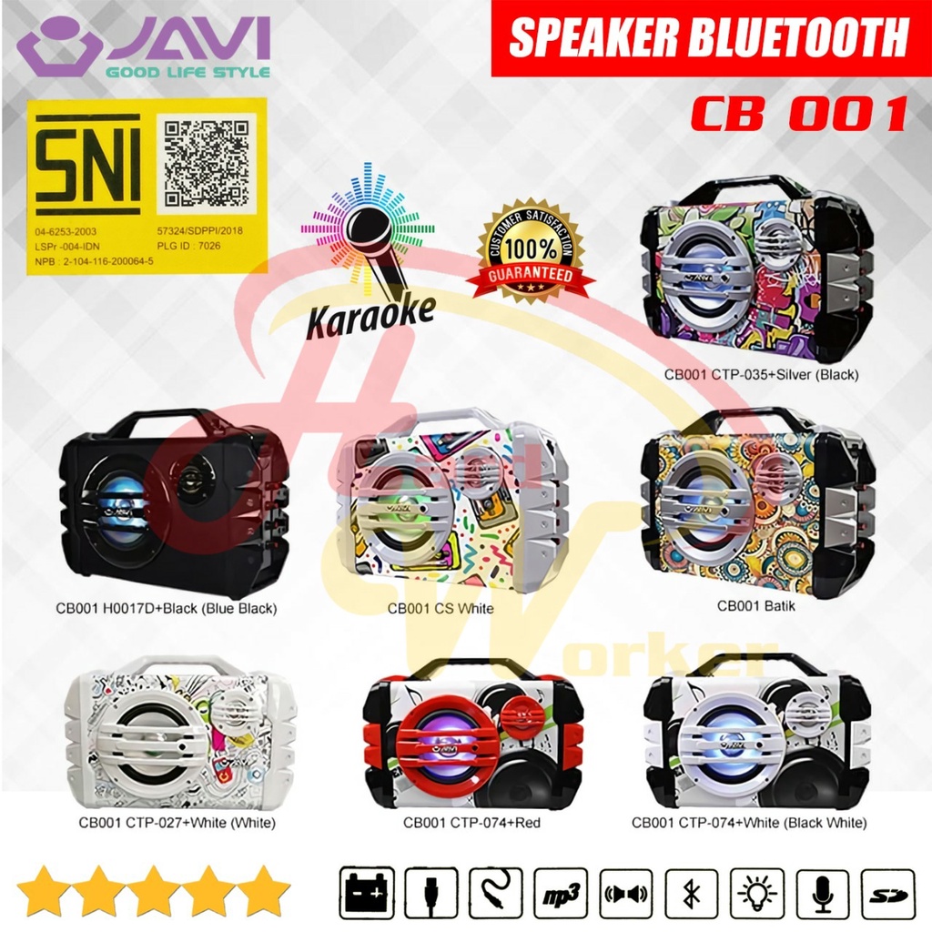 Jual Speaker Bluetooh JAVI CB001 + Mic/Remote CB-001 Speker Karaoke Aktif JUMBO Speaker Besar ...