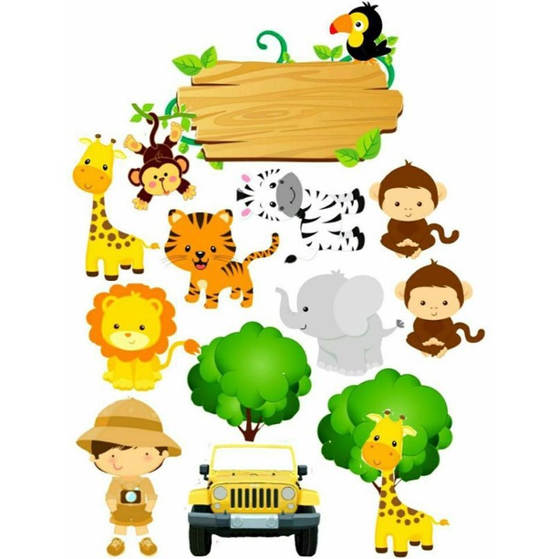 Jual Topper cake kue taman safari kebun binatang free custom nama dan ...