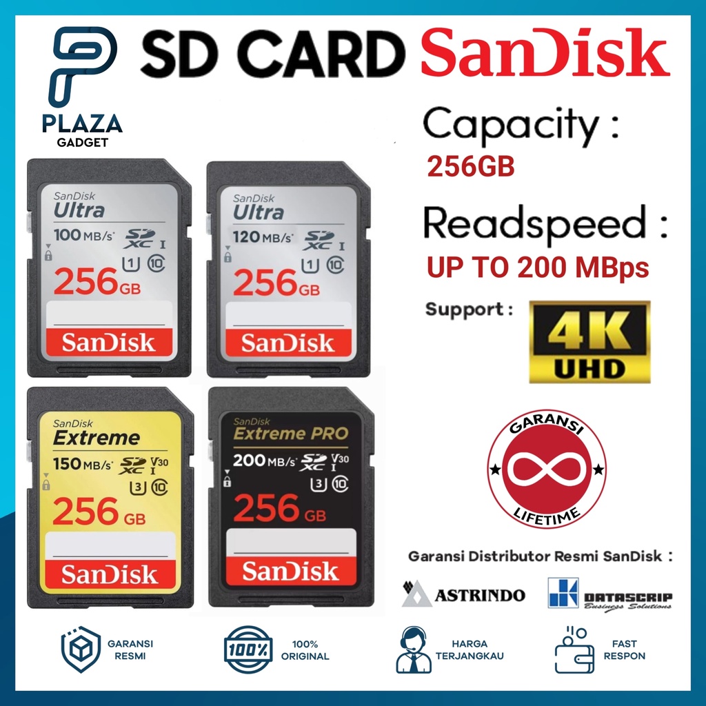 Jual Memory Camera SD Card SDXC Sandisk ULTRA EXTREME PRO 256GB 256 GB ...