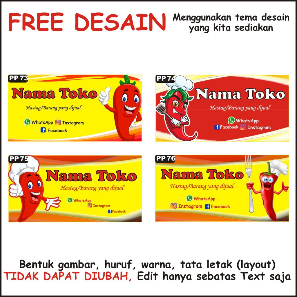 Jual (TEMA CABE)STIKER PERSEGI PANJANG ISI 100/STIKER KEMASAN/STIKER ...