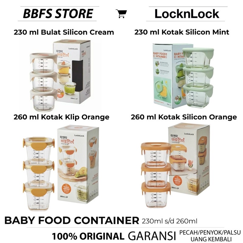 Jual Lock n Lock Baby Food Container MPASI Set 3p 230ml 260ml 280ml wadah mpasi kaca LLG508S3 ...