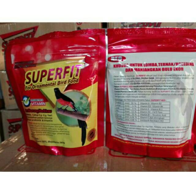 Jual SUPERFIT RED 100GR PAKAN HIGH PROTEIN VOER KASAR MURAI KACER ...