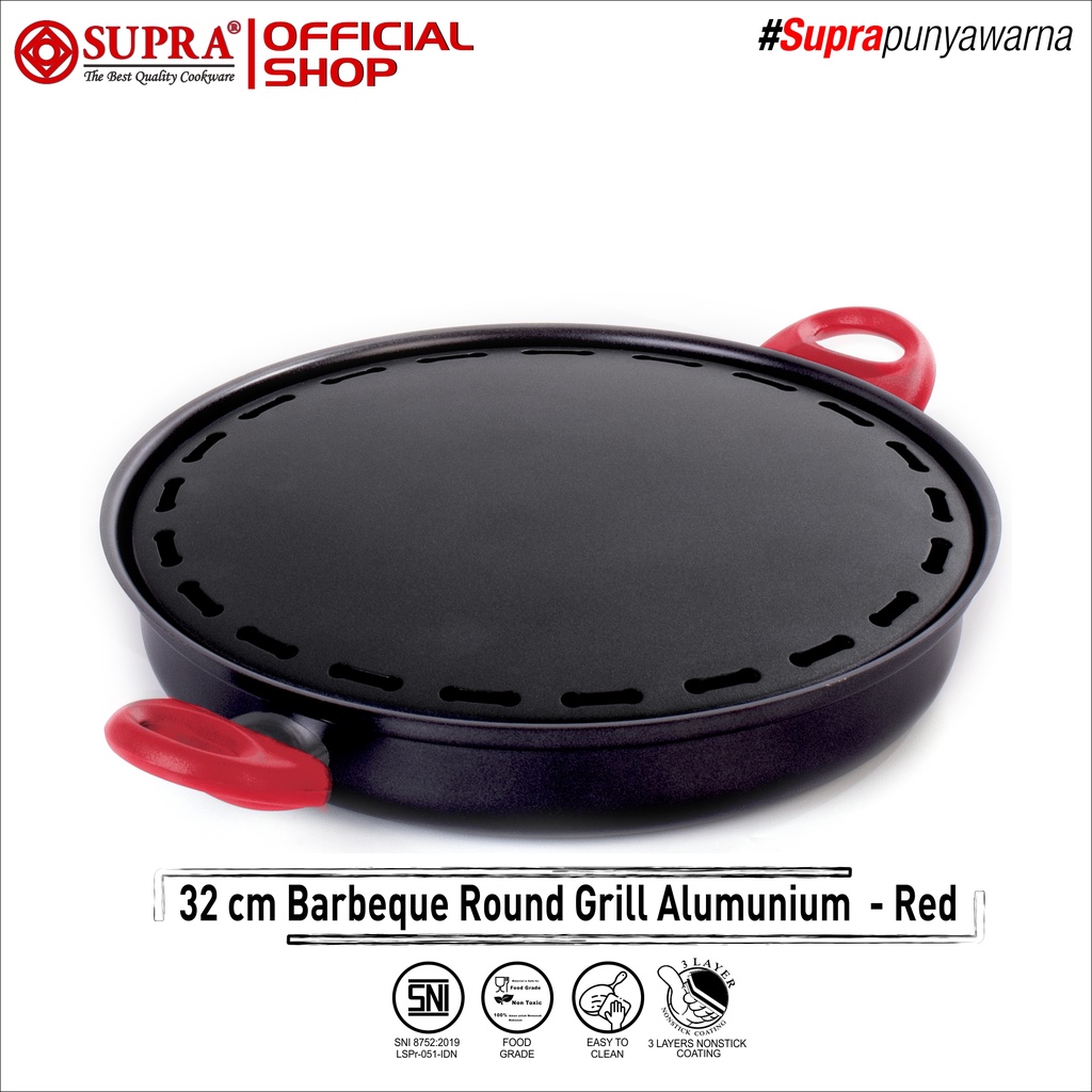 Jual SUPRA Panggangan Anti Lengket Barbeque Grill 32 Cm - Red | Shopee Indonesia
