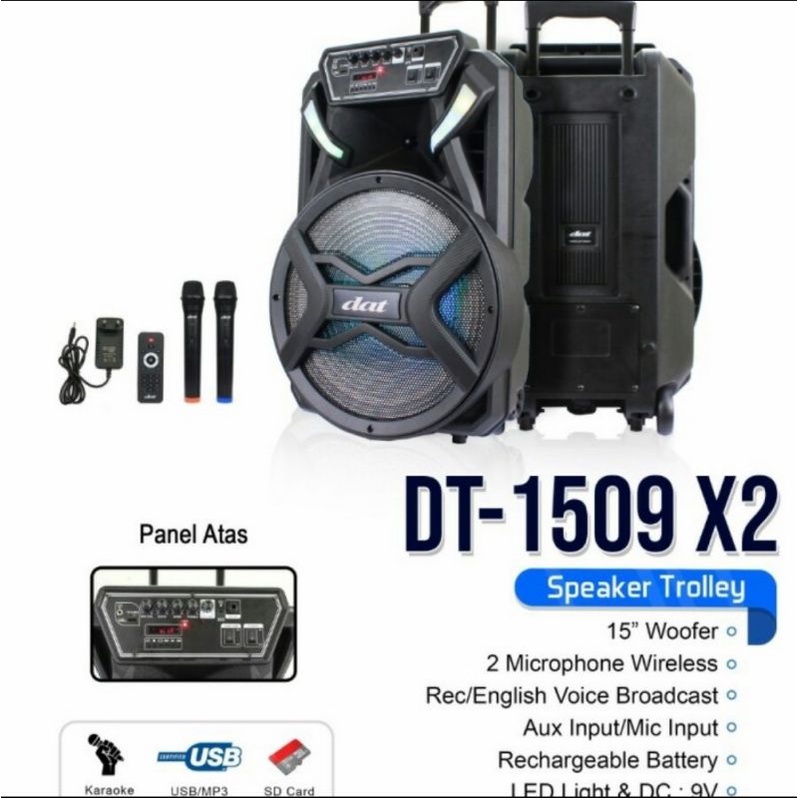 Jual Speaker Aktif Bluetooth 15 inch DAT DT 1509X2 Portable Radio USB ...