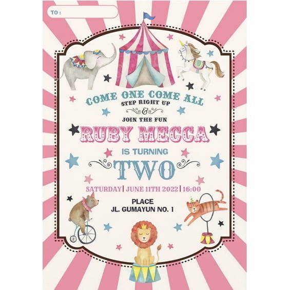 Jual Undangan Ulang tahun / Birthday invittion tema Sirkus / Circus ...