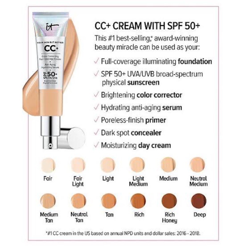 Jual !T Cosmetics Your Skin But Better CC + SPF 50 (Mini Sample size ...