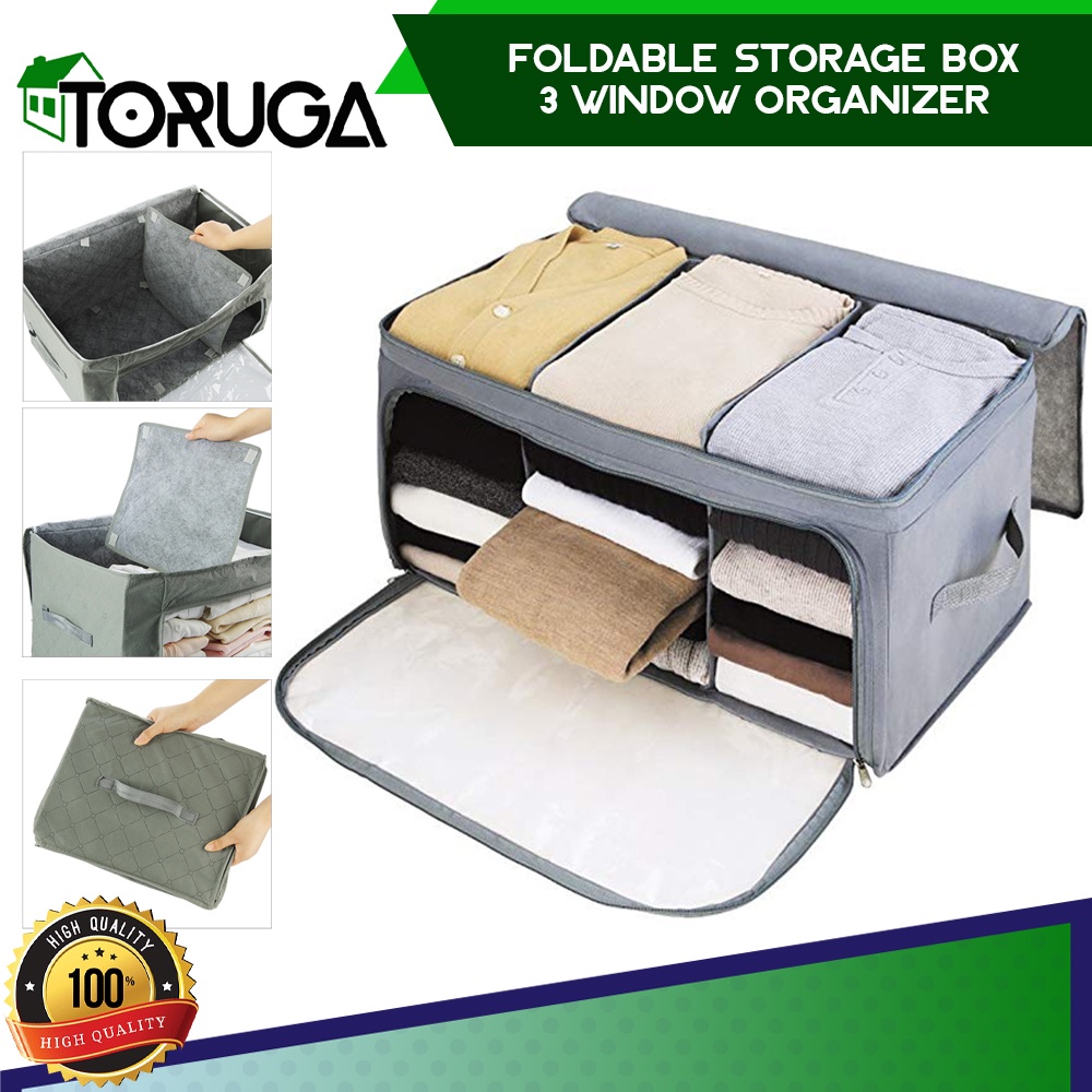 Jual Foldable Storage Box 3 Window Koper Tempat Penyimpanan Baju 2 ...