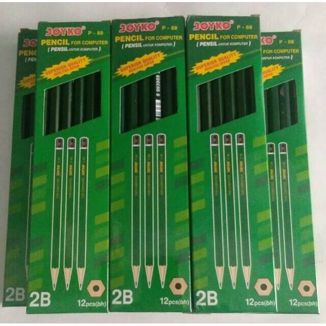 Jual (12 pensil=1 pak) 95 gr Pensil Tulis Joyko 2B P-88 Hijau | Shopee ...