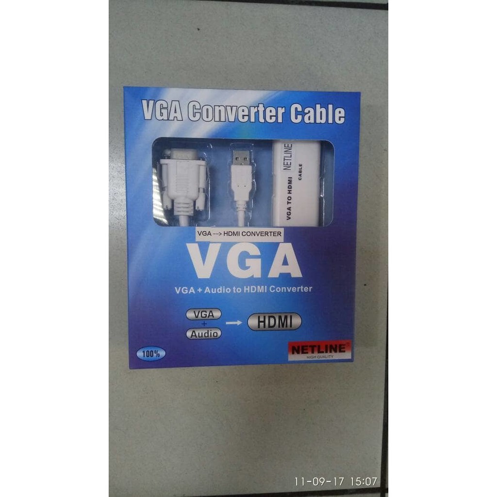 Jual converter konektor VGA male to HDMI female with usb power HD 1080P ...